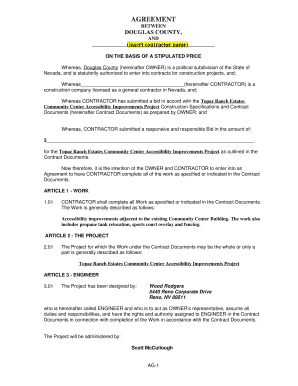 Fillable Online STANDARD FORM OF AGREEMENT Fax Email Print - pdfFiller