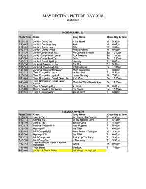 Fillable Online May Recital - Studio B Dance Studio - studio B - Dallas ...