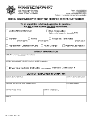 Fillable Online STUDENT TRANSPORTATION SCHOOL BUS DRIVER COVER ... Fax Email Print - pdfFiller