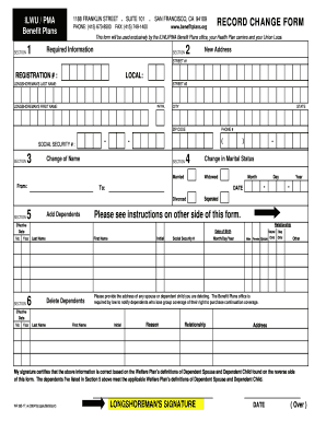 Fillable Online Record Change Form - ILWU-PMA Benefit Plans Fax Email ...