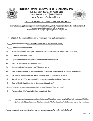 Fillable Online 1-Chaplain Credential Application 2018.02.25 Checklist ...