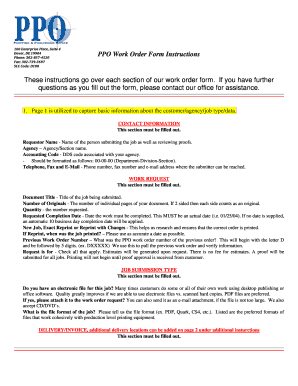 Fillable Online gss omb delaware PPO Work Order Form Instructions These ...