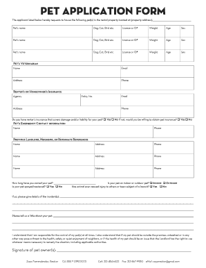 Fillable Online Pet Application Form for Rental LandLordStation.com Fax ...