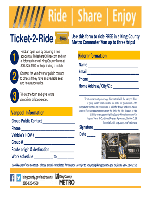 Fillable Online metro kingcounty Ticket to Ride Fax Email Print - pdfFiller