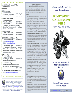 Fillable Online NUISANCE WILDLIFE CONTROL PROGRAM, RABIES, & CLIENT ...