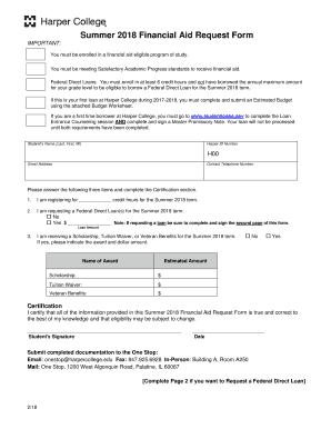 Fillable Online Financial Aid Forms and How To: Harper College Fax ...