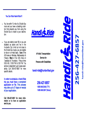 Fillable Online Handi Ride Brochure Fax Email Print - pdfFiller
