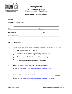 Fillable Online TB Risk Assessment Tool for Day Care Facilities for ...