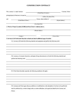 Fillable Online CONSTRUCTION CONTRACT Fax Email Print - pdfFiller