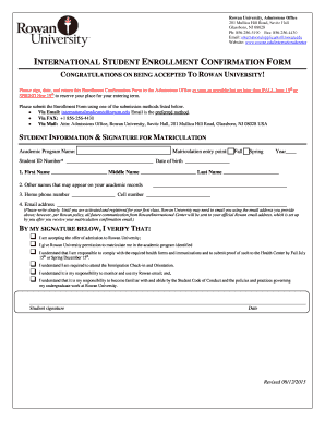 Fillable Online Rowan University, Admissions Office Fax Email Print ...