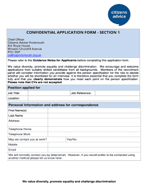 Fillable Online CONFIDENTIAL APPLICATION FORM - SECTION 1 Fax Email ...