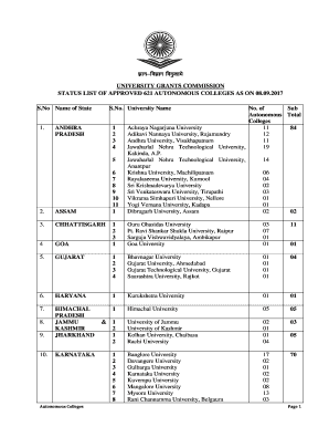 Fillable Online Autonomous Colleges - UGC Fax Email Print - pdfFiller