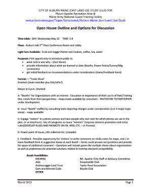 Fillable Online Open House Outline and Options for Discussion Fax Email ...