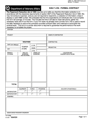 Fillable Online DAILY LOG - FORMAL CONTRACT Fax Email Print - pdfFiller