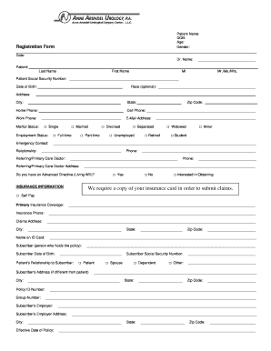 Fillable Online New Patient Registration - Anne Arundel Urology Fax ...
