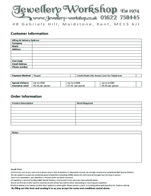 Fillable Online Jewellery Repairs by post, All types of jewellery ...