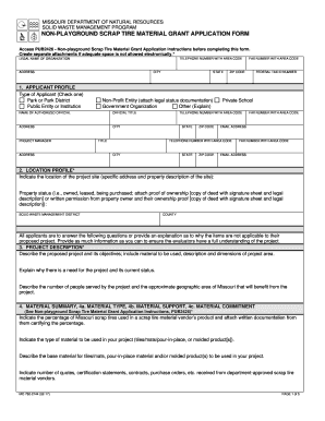 Fillable Online dnr mo non-playground scrap tire material grant application form Fax Email Print ...