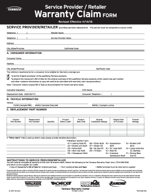 Fillable Online 23211 Warranty Claim Form Fax Email Print - pdfFiller