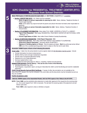 Fillable Online ocfs ny ICPC Checklist for RESIDENTIAL TREATMENT CENTER ...