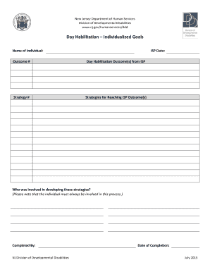 Fillable Online Day Habilitation Individualized Goals Fax Email Print ...