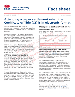 Fillable Online Attending a paper settlement when the Certificate of ...