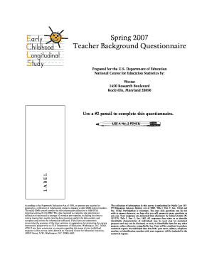Fillable Online nces ed Teacher Background Questionnaire. ECLS-K ...
