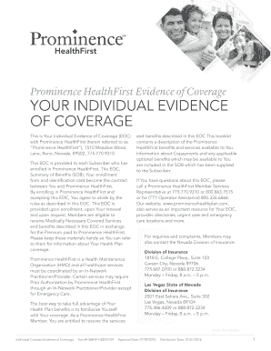 Fillable Online YOUR INDIVIDUAL EVIDENCE OF COVERAGE Fax Email Print ...