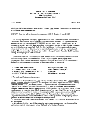 Fillable Online calguard ca MEMORANDUM FOR Members of the Active ...