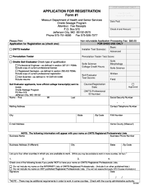Fillable Online health mo Application for Registration Form #1 - Missouri Department of Health ...
