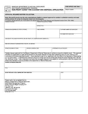 Fillable Online dnr mo Non-profit scrap tire cleanup and disposal application project number ...