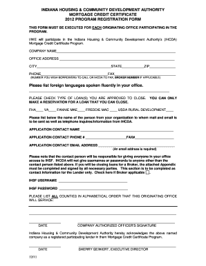 INDIANA HOUSING FINANCE AUTHORITY - IN.gov - Fill and Sign Printable ...