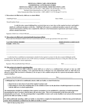 Fillable Online dphhs mt Conditional Attendance Form - Department of ...