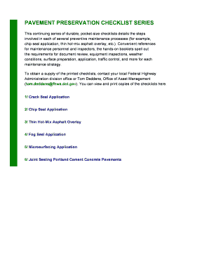 Fillable Online mdt mt PAVEMENT PRESERVATION CHECKLIST SERIES Fax Email ...