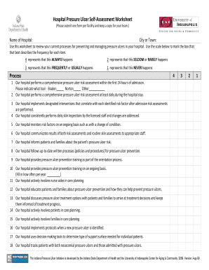 Fillable Online in Hospital Pressure Ulcer SelfAssessment Worksheet ...