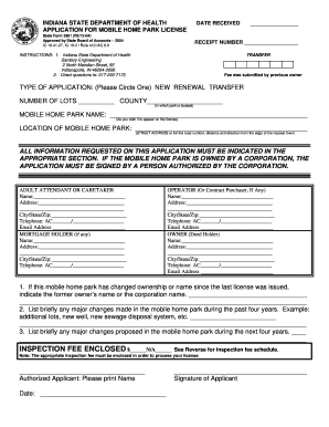 Fillable Online in INDIANA STATE DEPARTMENT OF HEALTH APPLICATION FOR ...