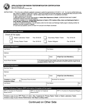 Fillable Online Radon Tester/Mitigator Certification Application Fax ...