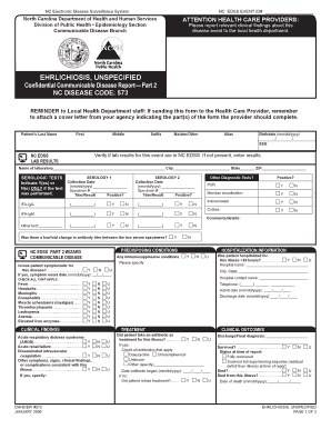 Fillable Online Ehrlichiosis Unspecified Disease Report Fax Email Print - pdfFiller