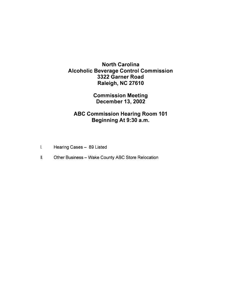 Fillable Online North Carolina Alcoholic Beverage Control Commission ...