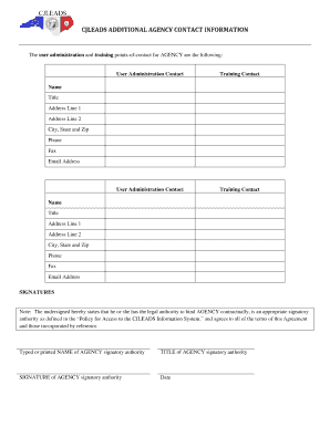 Cj Leads Agency Point Of Contact Update Information - Fill and Sign ...