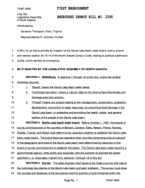 Fillable Online legis nd First engrossment engrossed senate bill no ...