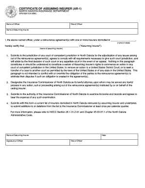 Fillable Online Certificate of Assuming Insurer Fax Email Print - pdfFiller