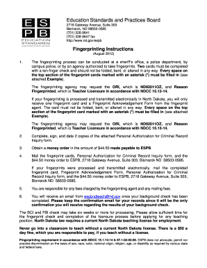 Fillable Online nd personal authorization for criminal record inquiry ...