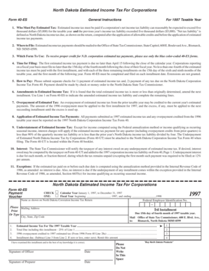 Fillable Online nd North Dakota Estimated Income Tax For Corporations ...