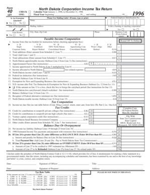 Fillable Online nd North Dakota Corporation Income Tax Return 6 - State ...