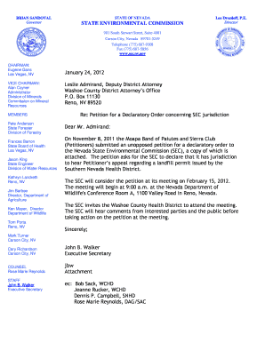 Fillable Online sec nv SEC Letter to - State Environmental Commission - State of Nevada - sec nv ...