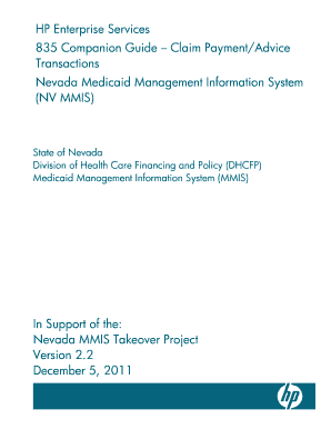 Fillable Online medicaid nv 835 Companion Guide - Nevada Medicaid and ...