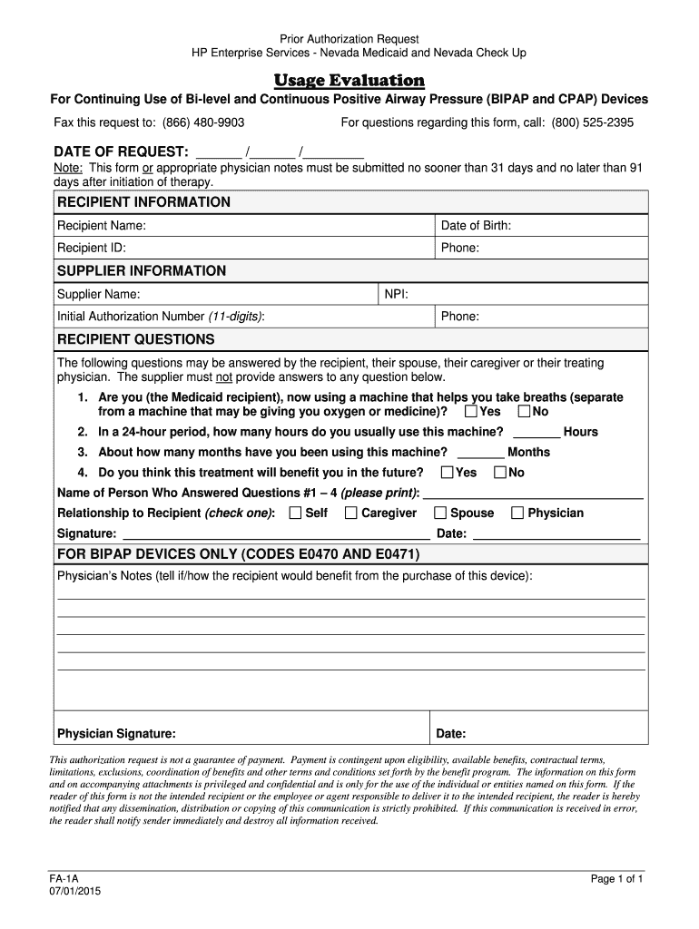 Fillable Online Prior Authorization Request for BIPAP and CPAP Devices ...