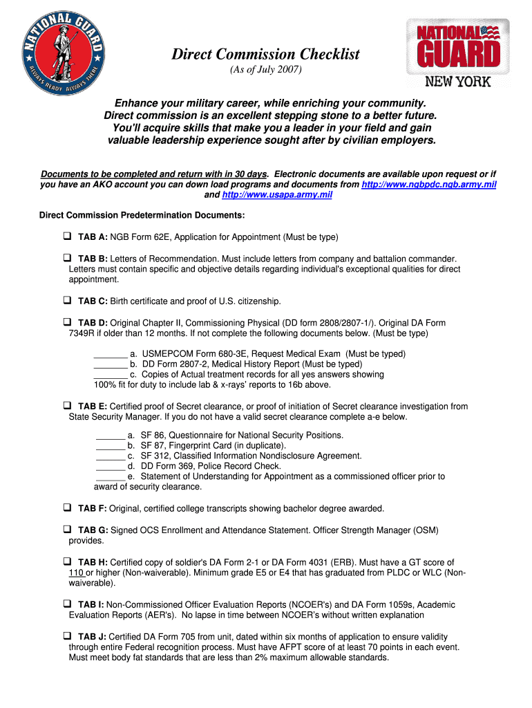 Fillable Online Direct Commission Checklist Fax Email Print - pdfFiller