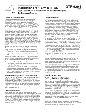 Fillable Online tax ny Form DTF-620-I:10/07: Instructions for Form DTF ...