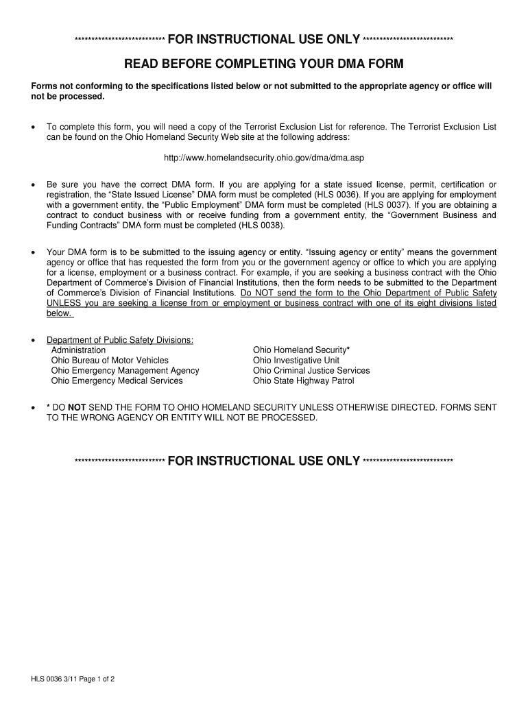 READ BEFORE COMPLETING YOUR DMA FORM - publicsafety ohio: Fill out ...